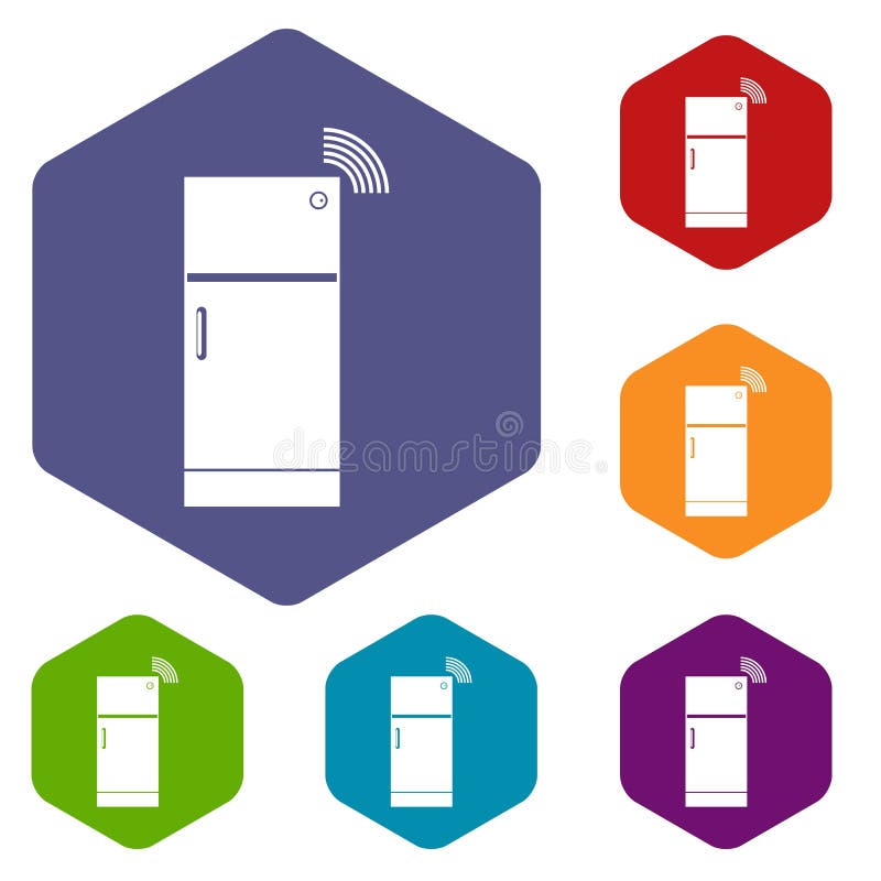 Fridge icons set hexagon stock vector. Illustration of electricity ...