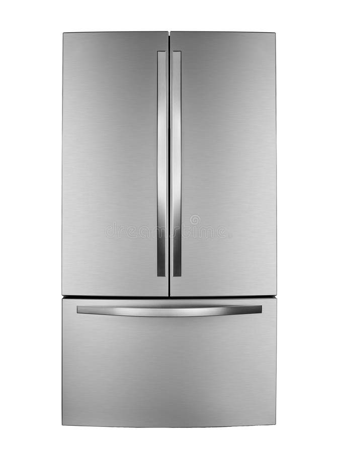 Three Door Refrigerator Facing Left Stock Image - Image of electrical ...