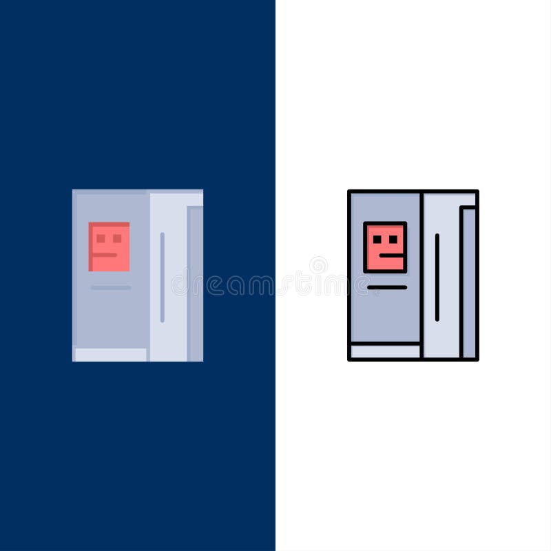 Fridge, Refrigerator, Cooling, Freezer Icons. Flat and Line Filled Icon ...