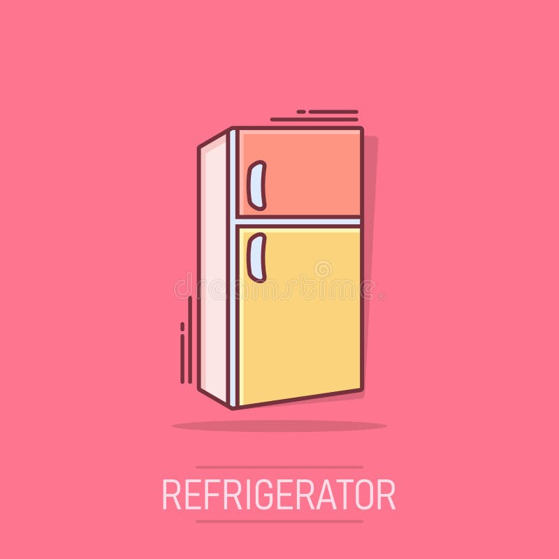 Fridge Refrigerator Icon in Comic Style. Freezer Container Vector ...