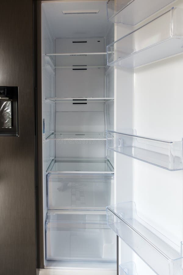 Empty Fridge Shelves with White Interior Stock Photo - Image of kitchen ...