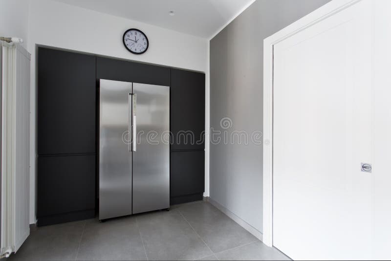 Fridge side by side stock image. Image of kitchen, silver - 125842151