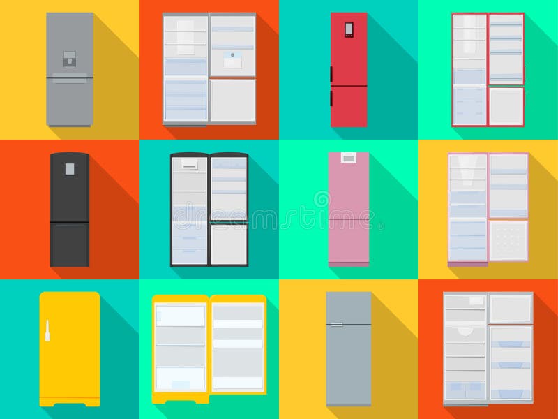 Fridge Vector Flat Illustration.Kitchen Refrigerator Vector Icon ...