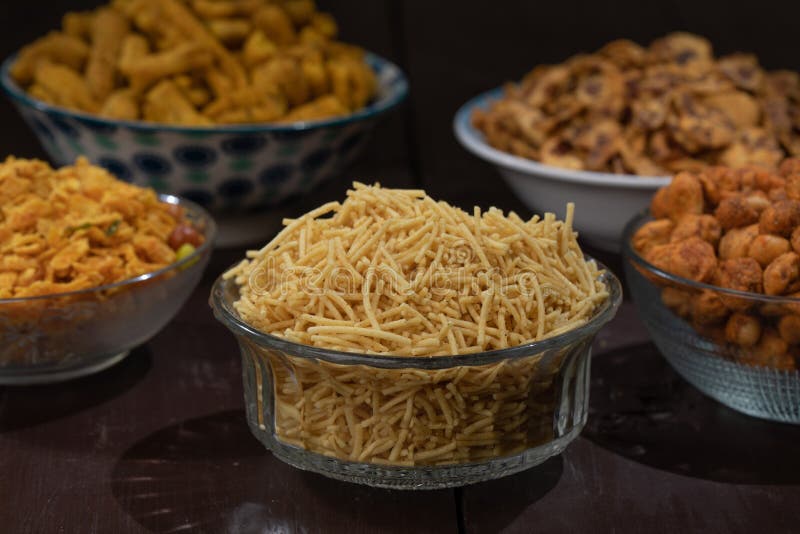Aloo sev namkeen stock image. Image of deep, namkin - 153158521