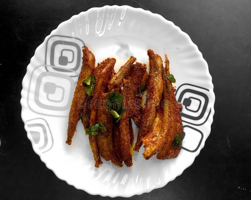 Fried Anchovy Fish Fry in Ceramic Bowl Stock Image - Image of ...