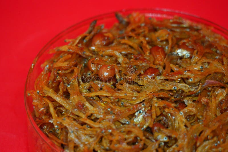 Fried Anchovy Fish with Peanuts and Chilli Stock Photo - Image of soup ...