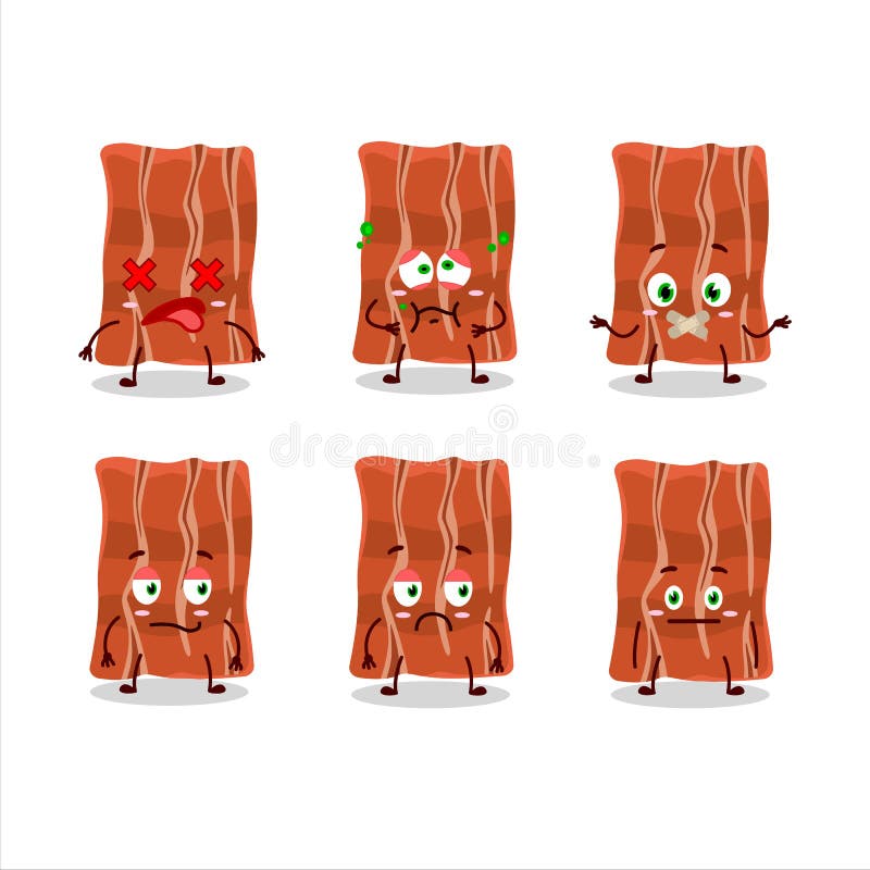 Fried Bacon Cartoon Character with Nope Expression Stock Vector ...