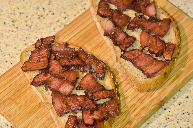 Fried bacon stock photo. Image of cooking, diet, home - 113321084