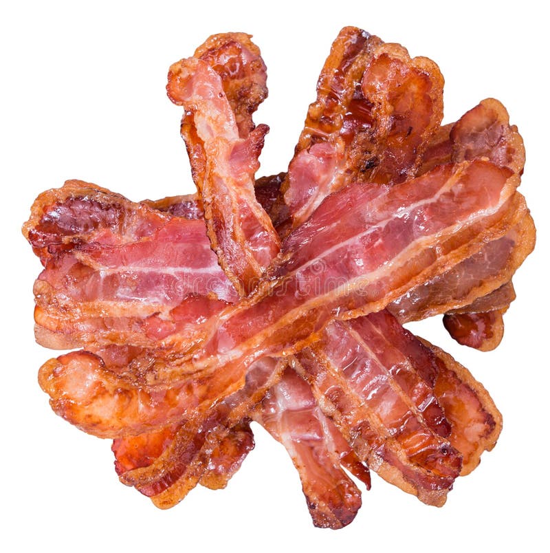 Fried Bacon Isolated on White Stock Image - Image of cooked, ingredient ...