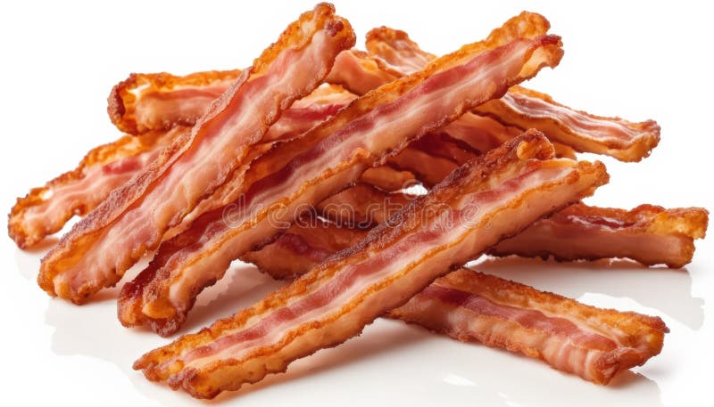 Fried Bacon Pieces Isolated on Transparent Background. Stock Photo ...