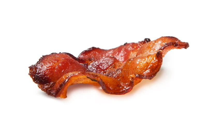 Fried Bacon Rashers Isolated on White Background Stock Image - Image of ...