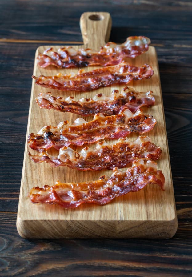 Fried bacon strips stock image. Image of roasted, breakfast - 181084395