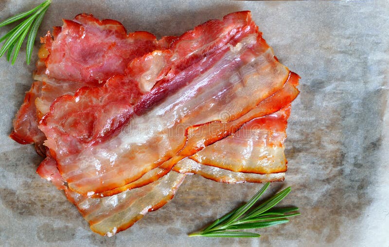 Fried Bacon, Top View, Flat Lay Stock Photo - Image of food, cuisine ...