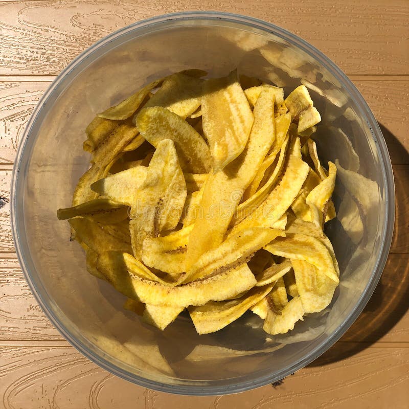Fried Banana Chips in a Jar Stock Image - Image of snack, yellow: 372851023