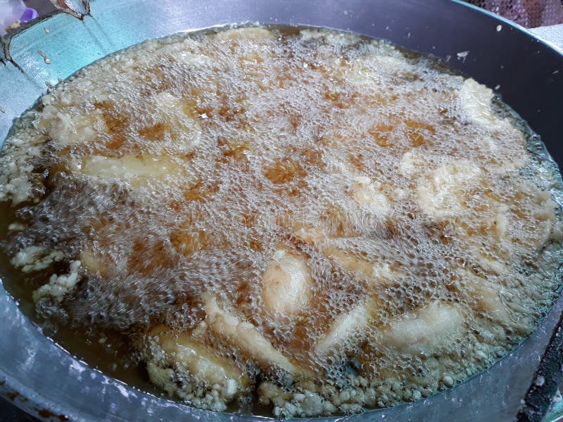 Fried Banana in a Pan with Hot Oil Stock Photo - Image of fried, banana ...