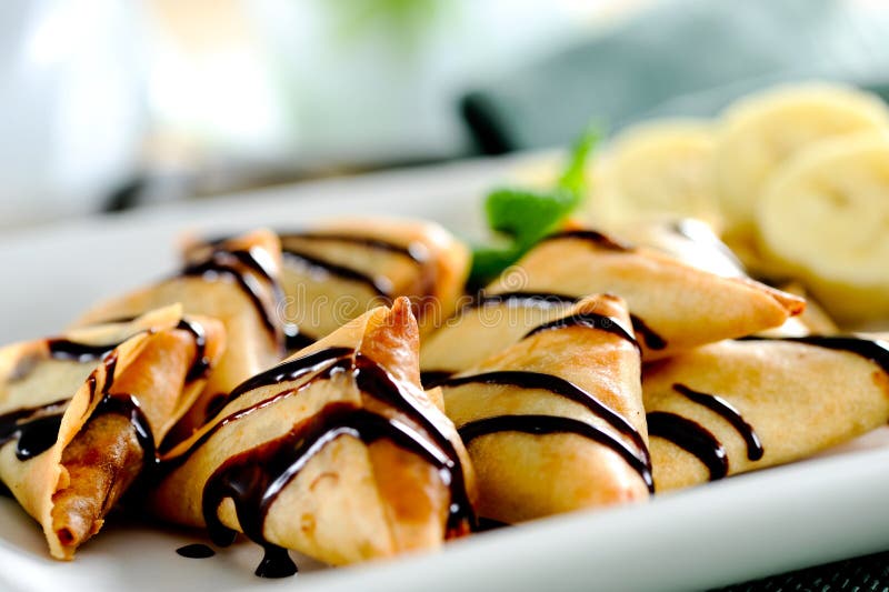 Banana Samosa stock photo. Image of snack, dessert, asian - 102986190