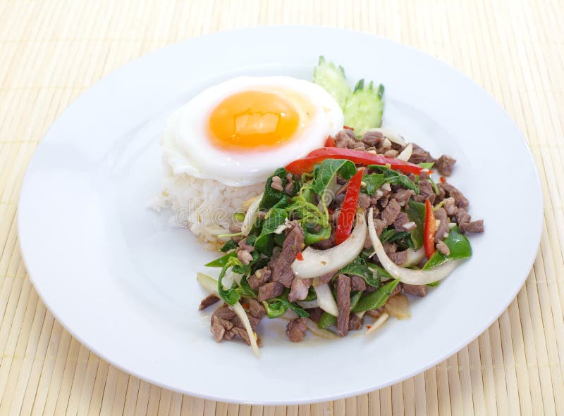 Fried basil leaf with beef stock image. Image of leaf - 40964935