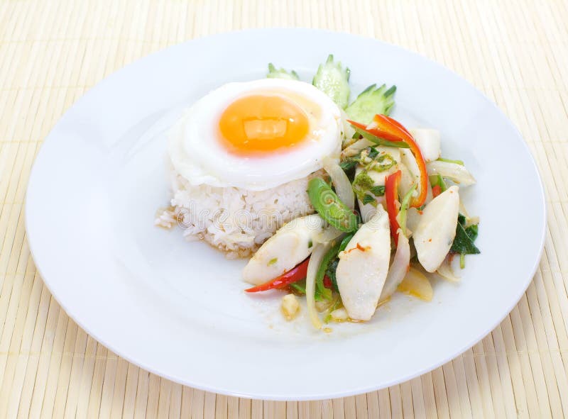 Fried Basil Leaf with Fish Ball Stock Image - Image of meal, herb: 40964945