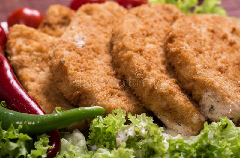 Fried Battered Chicken Breast Stock Image - Image of garlic, dish: 40860063