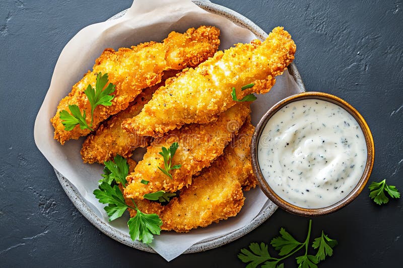 Fried and Battered Fish Served with Lemon and Tartar Sauce Stock Photo ...