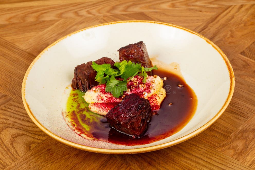 Fried beef cheeks stock image. Image of main, grill - 127481655