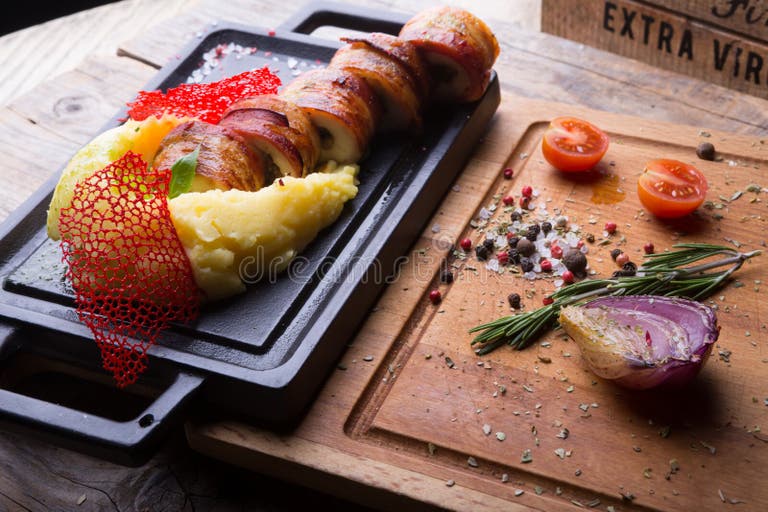 Fried beef roll stock image. Image of lunch, board, dish - 120179523