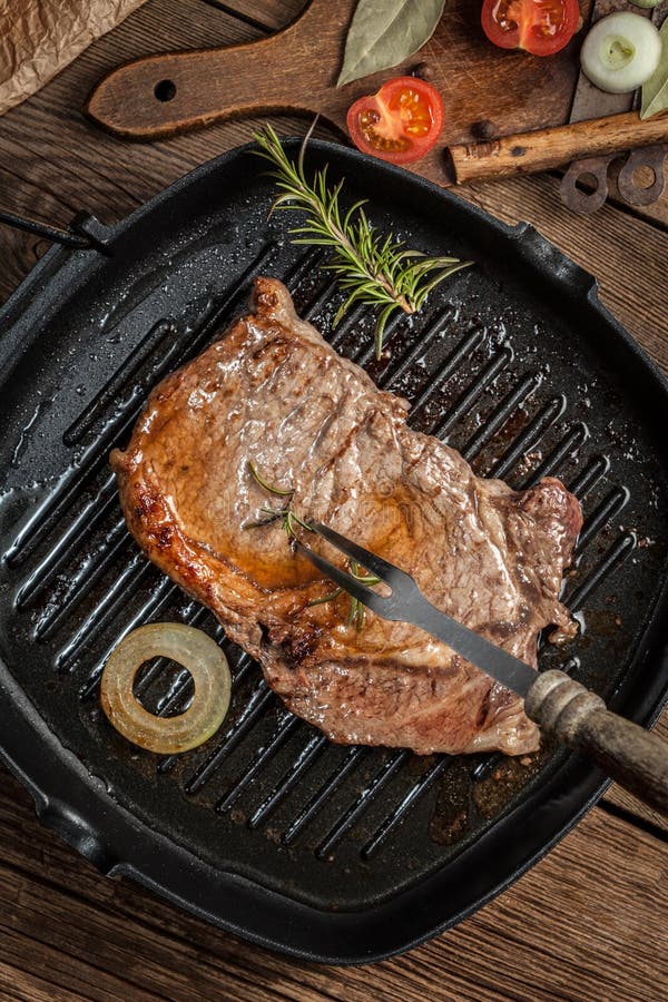 Fried beef steak. stock photo. Image of beefsteak, knife - 50834392