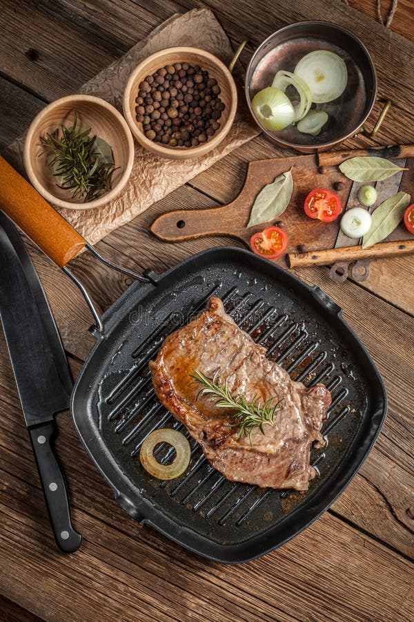 Fried beef steak. stock photo. Image of medium, eating - 51249126