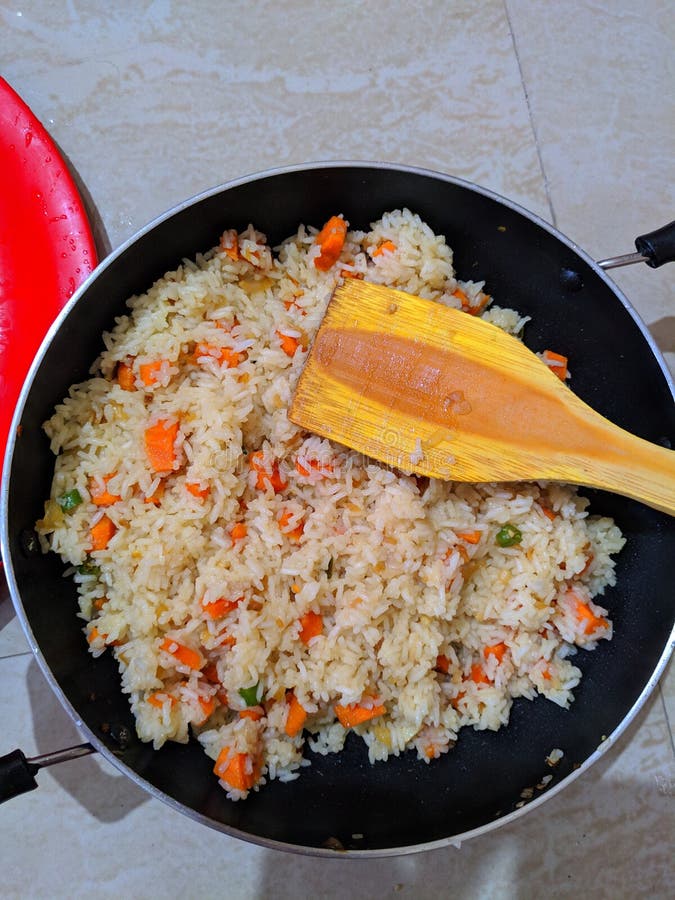 Fried Boiled Rice with Mix Vegetables Stock Image - Image of carrot ...