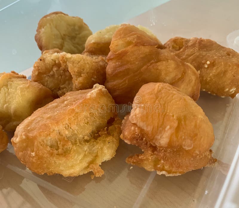 Fried Bread in a Clear Plastic Container Stock Image - Image of dough ...