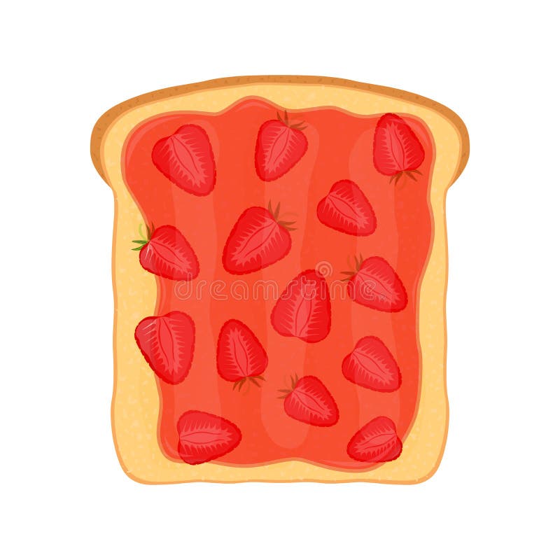 Fried Bread, Toast with Strawberry Jam. Jelly Paste. Flat Style. Stock ...