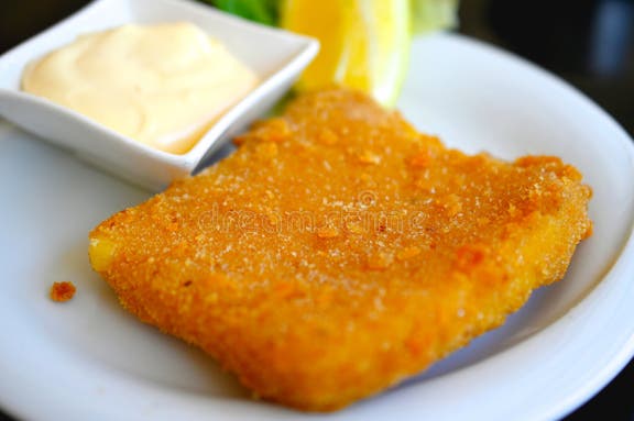 Fried Breaded Cheese Close Up , Served on a Plate Stock Image - Image ...
