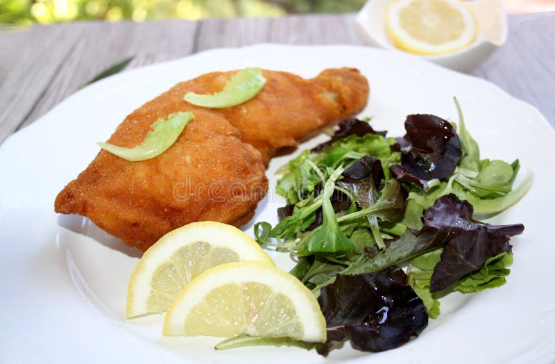 Fried Breaded Chicken - Backhendl Stock Image - Image of barbecue ...