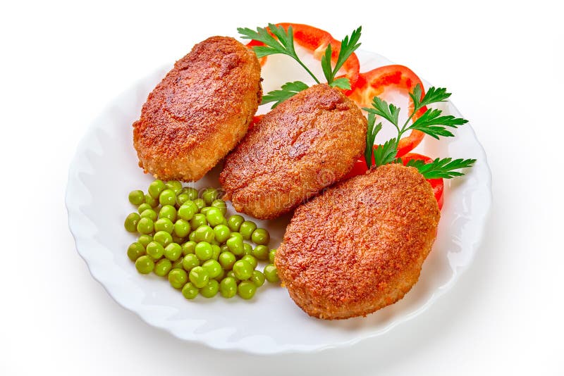 Fried Breaded Cutlet Isolated on White Background Stock Photo - Image ...