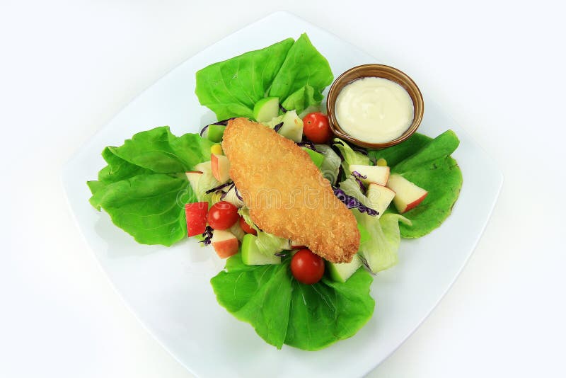 Fried breaded fish Salad stock image. Image of shrimp - 65944039