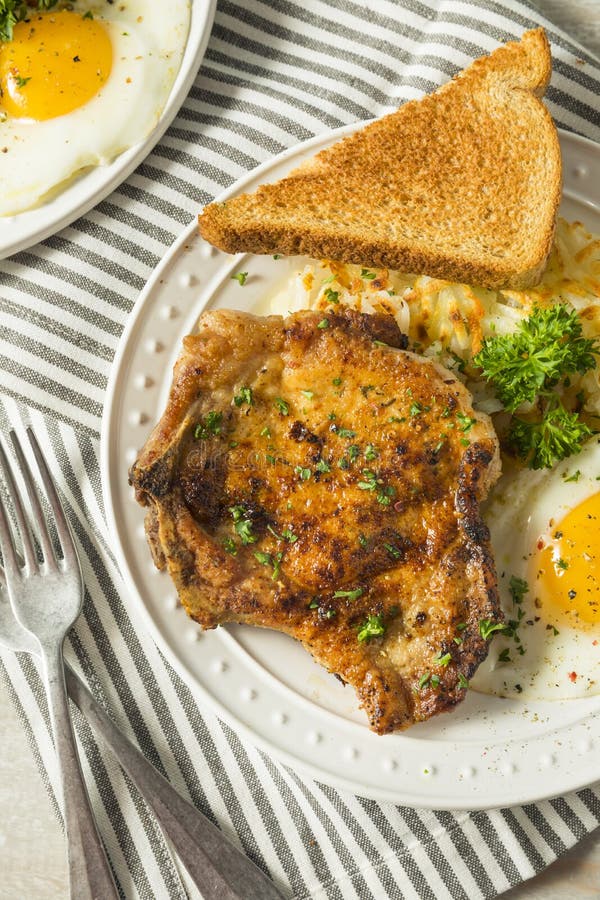 Fried Breakfast Pork Chops Caseiro Imagem de Stock - Imagem de ...