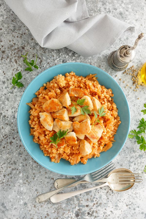 Fried Cabbage, Bulgur and Chicken Breast Stock Image - Image of chicken ...