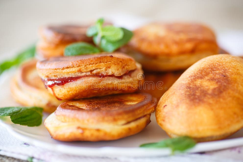 Fried cakes with jam stock photo. Image of bake, homemade - 48306152