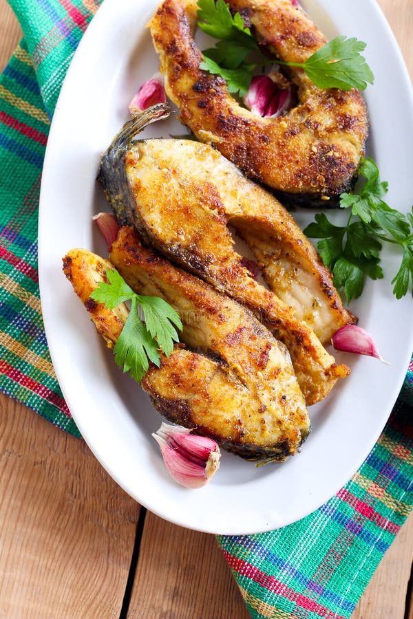 Fried carp pieces stock image. Image of food, fillet - 42051085