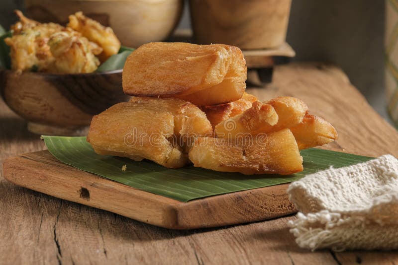 Fried Cassava Served on Wooden Table Stock Photo - Image of life ...