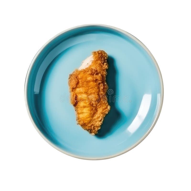 Fried Catfish on Blue Smooth Round Plate on Isolated Transparent ...