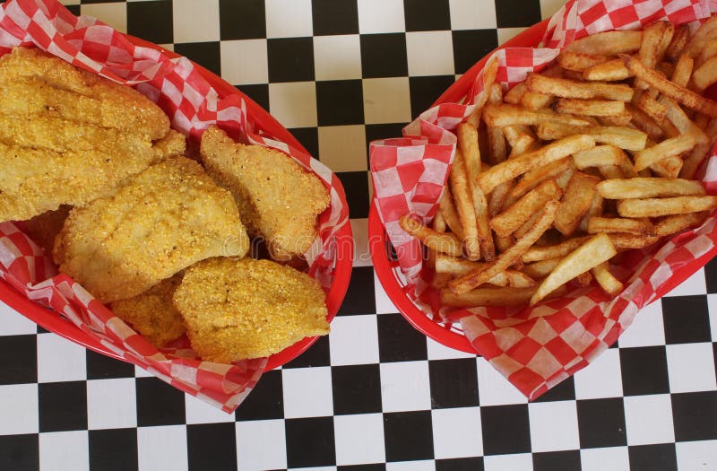 Fried Catfish Fillets in Rural Cafe Restaurant Stock Image - Image of ...