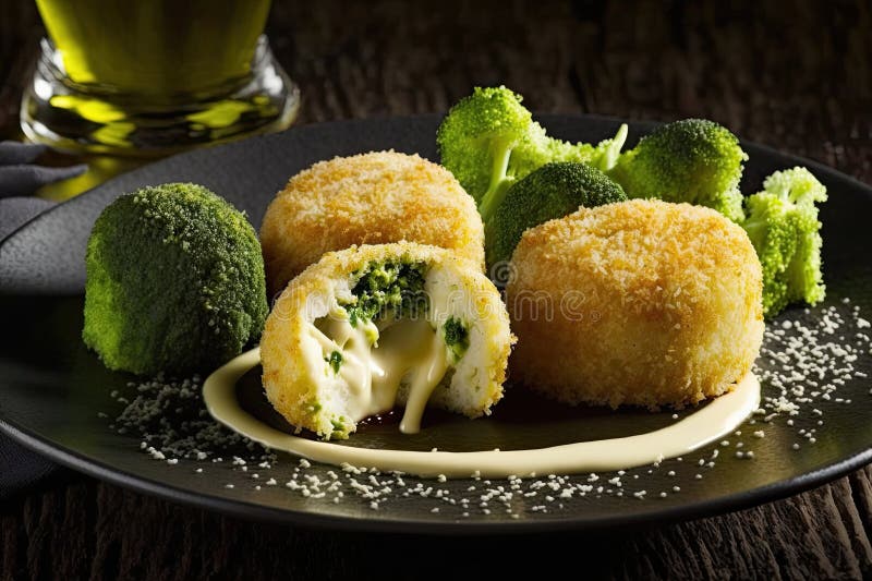 Fried Cheese and Broccoli Croquettes. Common Tapas from Spain Stock ...