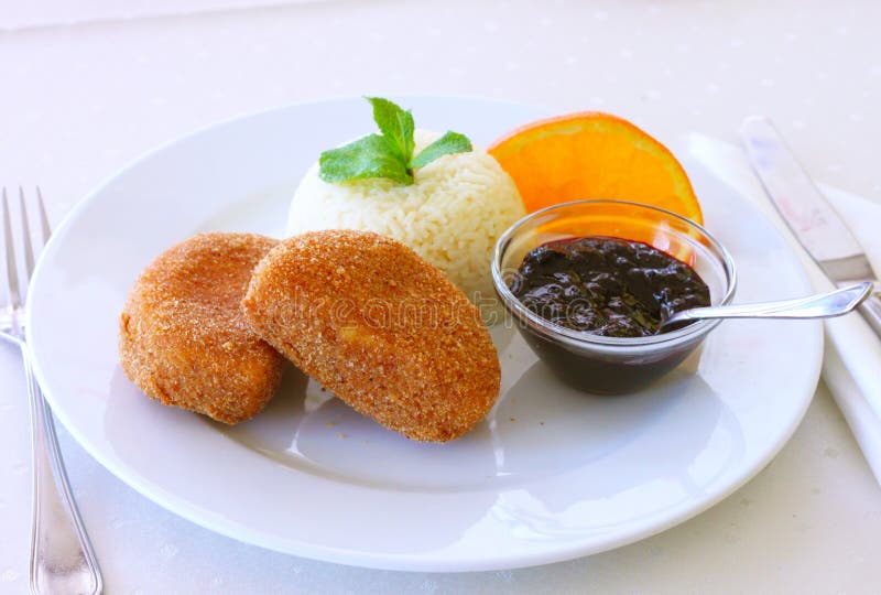 Fried cheese with rice stock image. Image of sauce, fried - 39391575