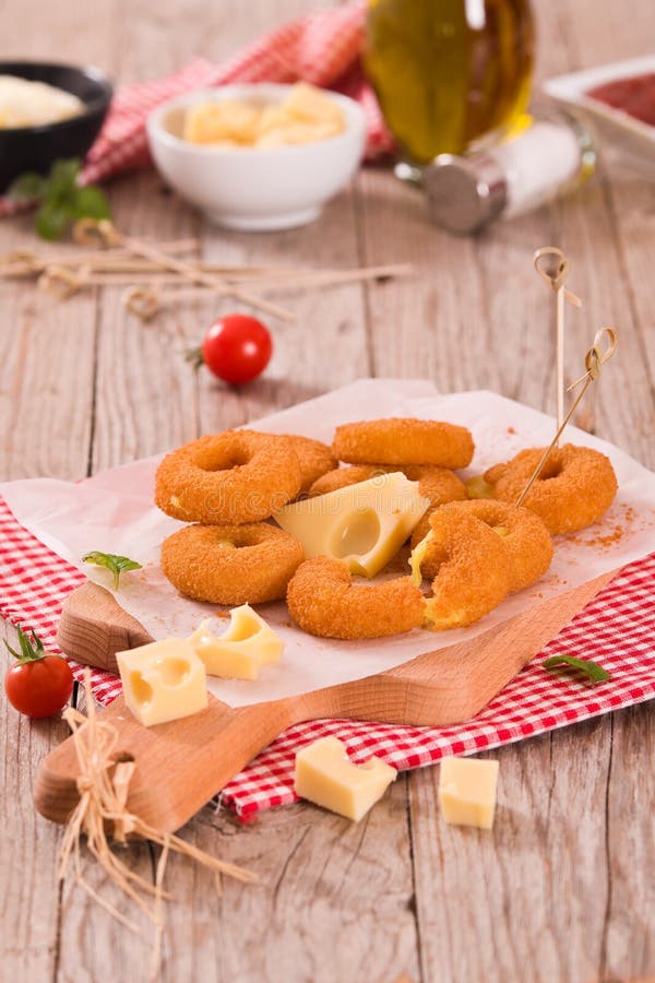 Fried cheese ring. stock image. Image of ketchup, edible - 170017619