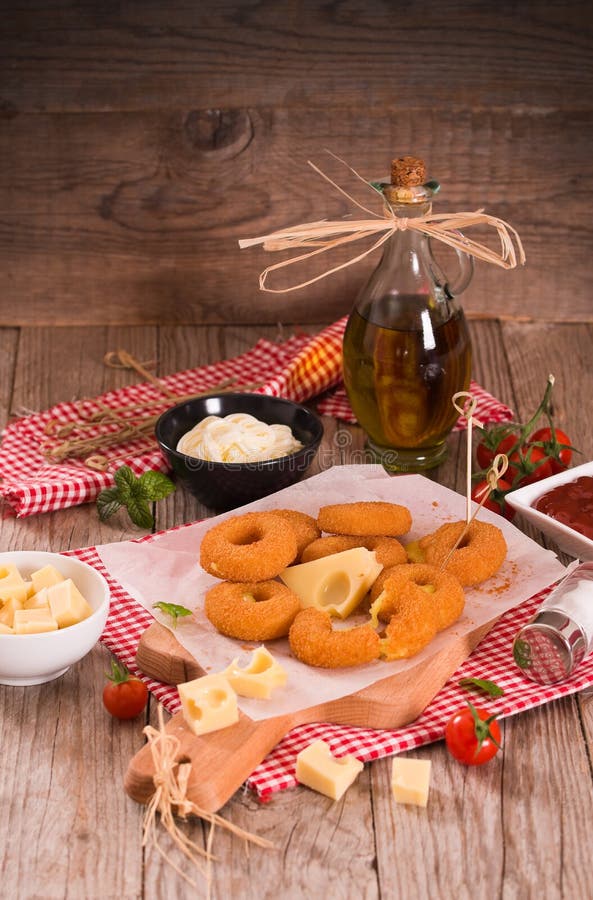 Fried cheese ring. stock photo. Image of gastronomy - 170017644
