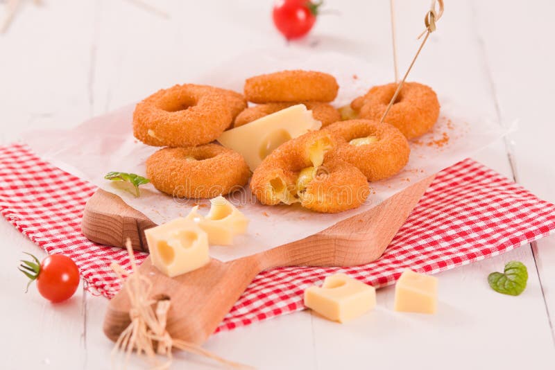 Fried cheese ring. stock image. Image of cheese, delicious - 170222679