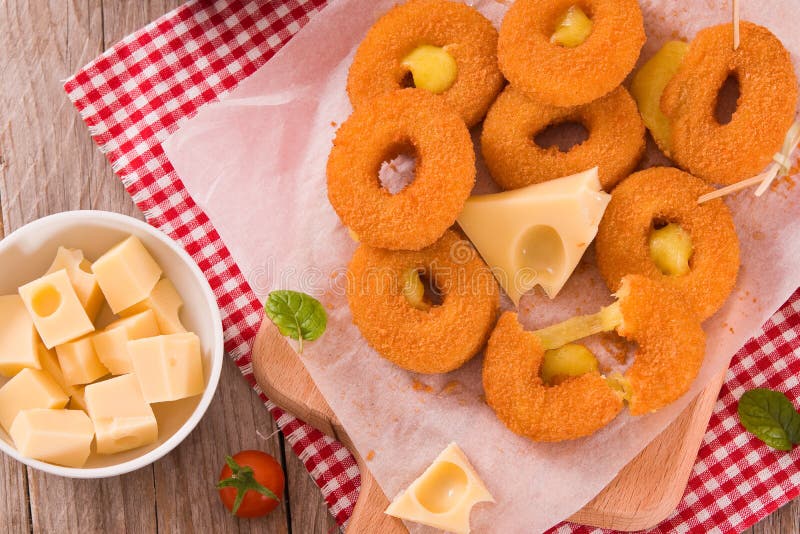 Fried cheese ring. stock image. Image of delicious, healthy - 207189373
