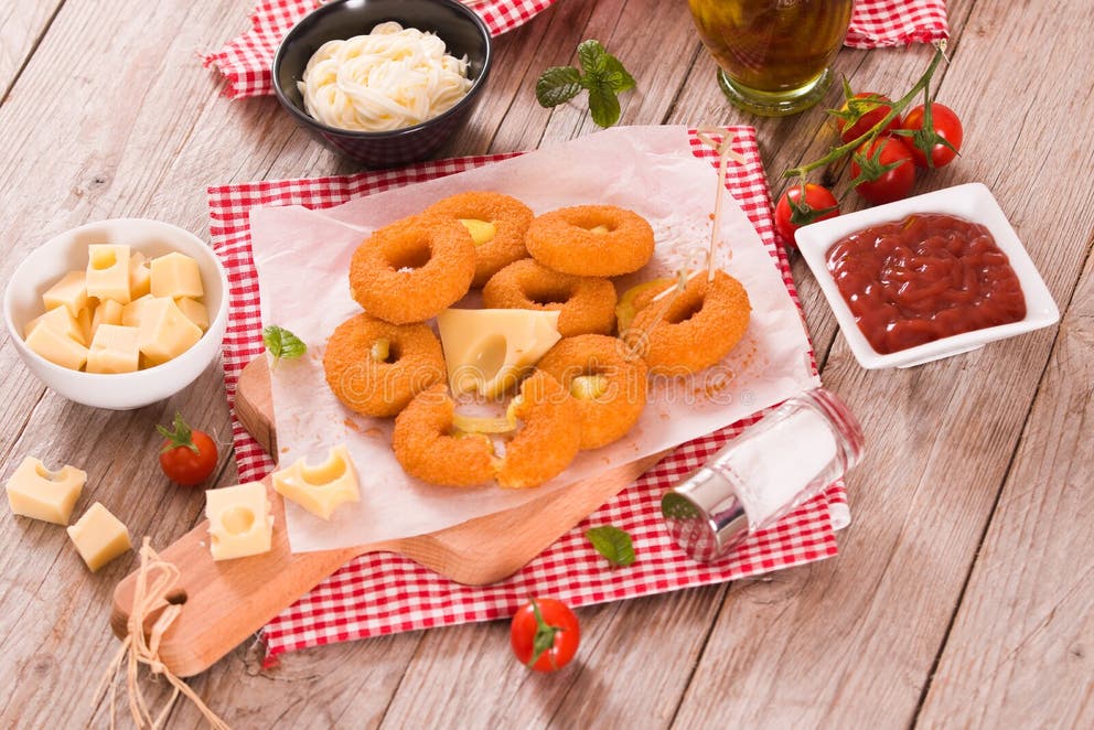 Fried cheese ring. stock photo. Image of deep, delicious - 207189394