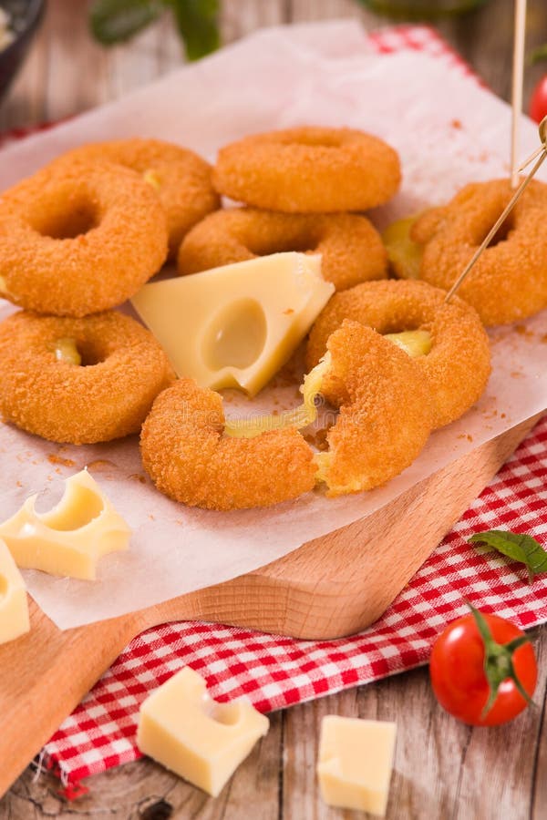 Fried cheese ring. stock image. Image of cookie, cheesy - 173888729